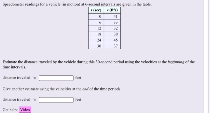 Solved Speedometer readings for a vehicle (in motion) at | Chegg.com