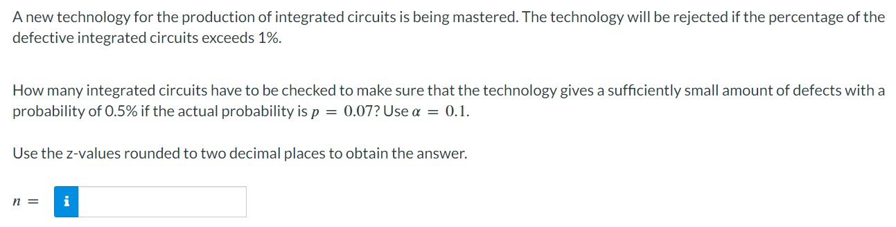 Solved A new technology for the production of integrated | Chegg.com