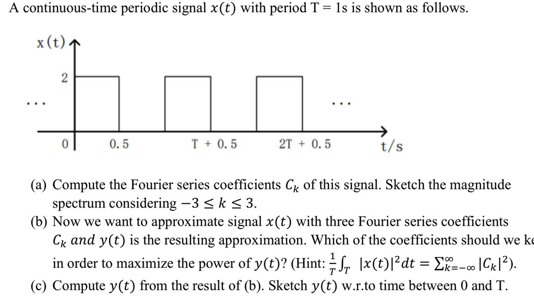 Solved A continuous-time periodic signal x(t) with period T | Chegg.com