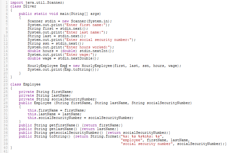 Solved Create an HourlyEmployee class that inherits from | Chegg.com