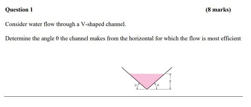 Solved Consider water flow through a V-shaped channel. | Chegg.com