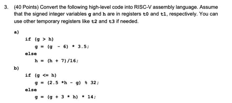 Solved 40 Points Convert The Following High Level Code 