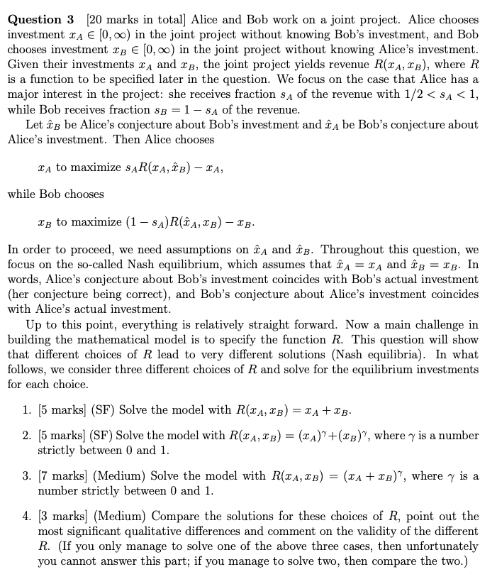 Question 3 [20 marks in total] Alice and Bob work on | Chegg.com