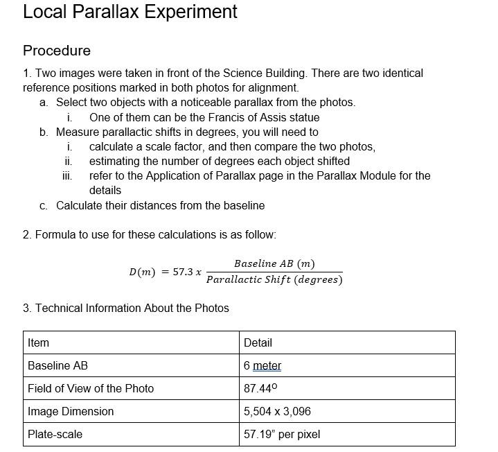 Procedure 1. Two images were taken in front of the | Chegg.com