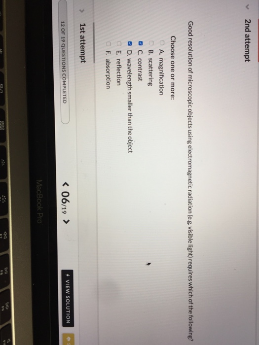 Solved 2nd attempt Good resolution of microscopic objects | Chegg.com