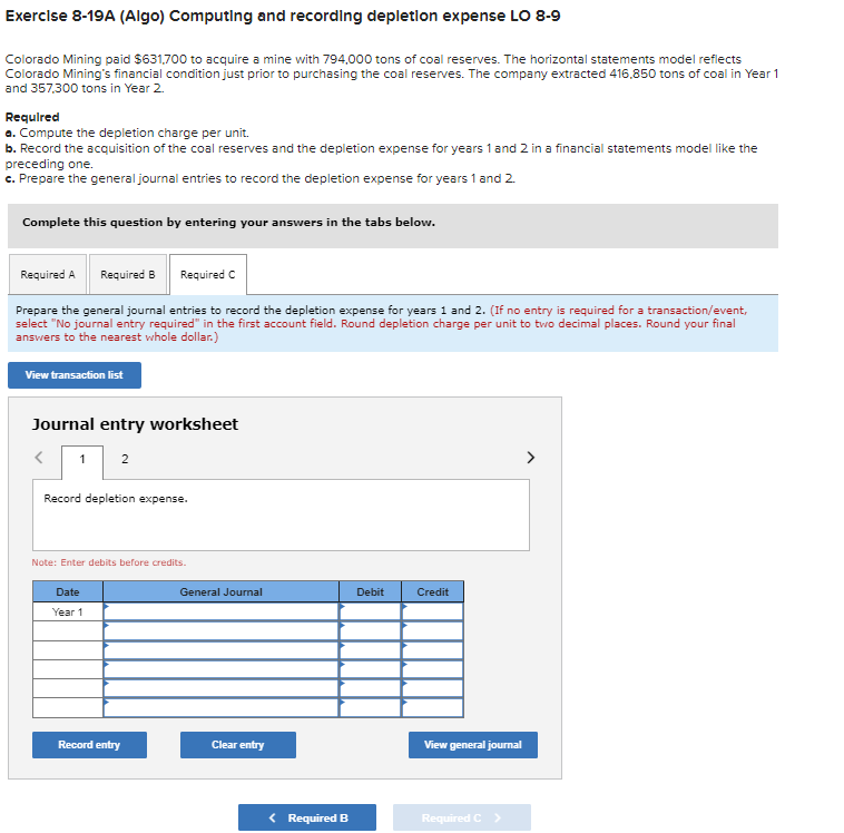 Solved Exerclse 8-19A (Algo) Computing and recording | Chegg.com