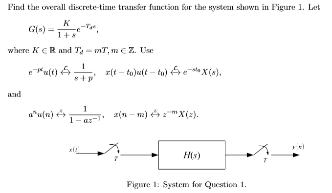 Solved Find the overall discrete-time transfer function for | Chegg.com