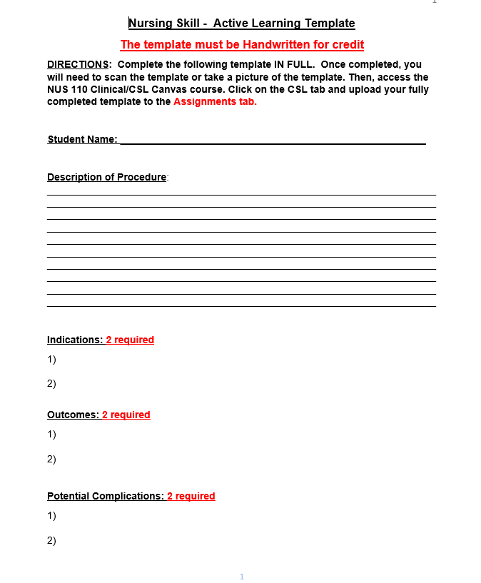 Solved Nursing Skill - Active Learning Template The template | Chegg.com