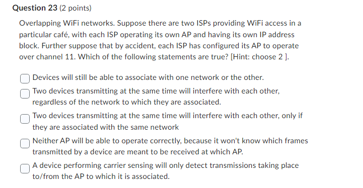 Solved Overlapping WiFi networks. Suppose there are two ISPs | Chegg.com