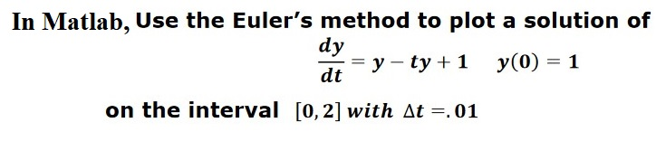 Solved In Matlab, Use the Euler's method to plot a solution | Chegg.com