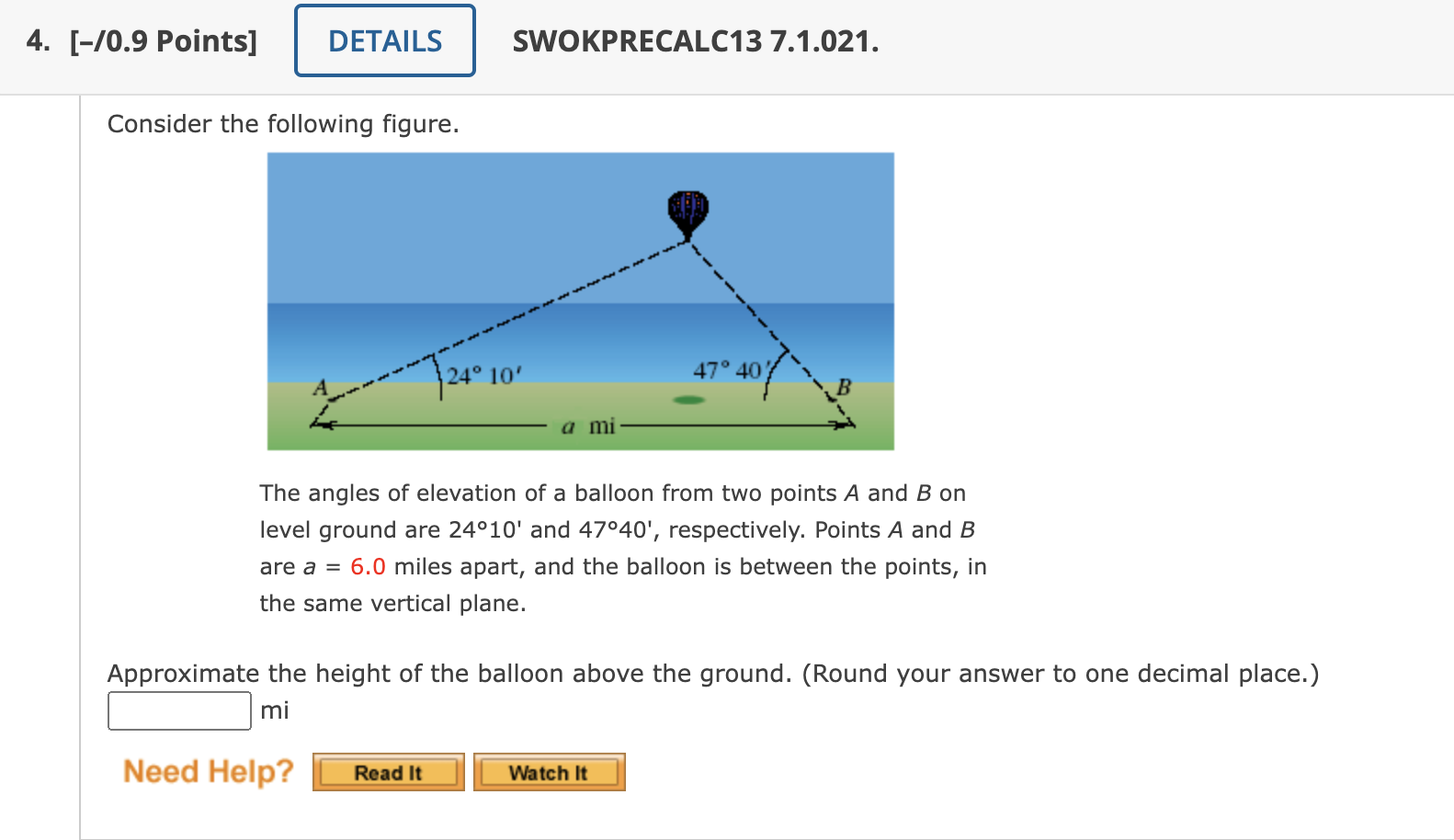 Solved -/0.9 Points] SWOKPRECALC13 7.1.021. Consider the | Chegg.com