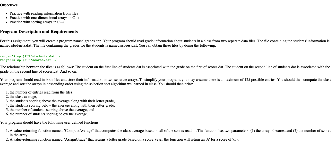 Solved Objectives • Practice with reading information from | Chegg.com