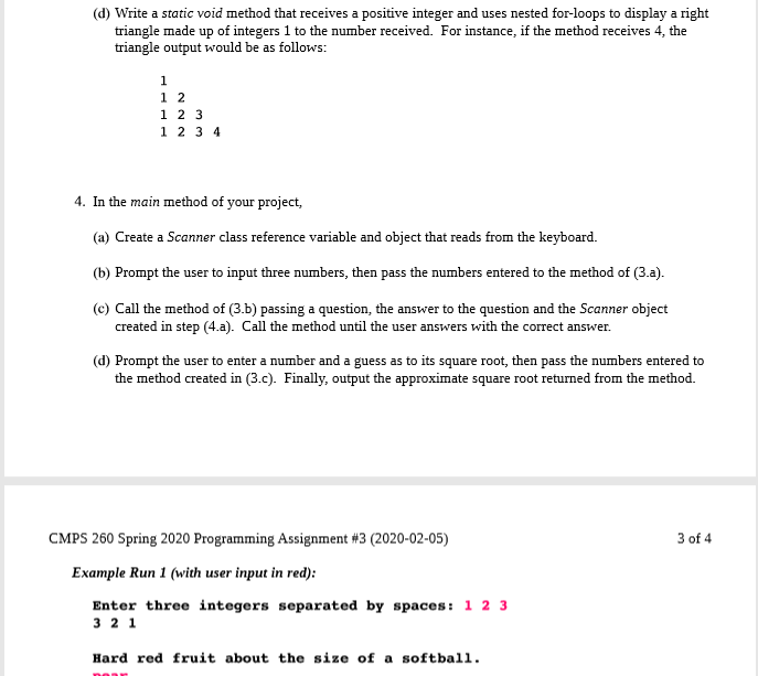 Solved 3. In the main class of your project, create the | Chegg.com