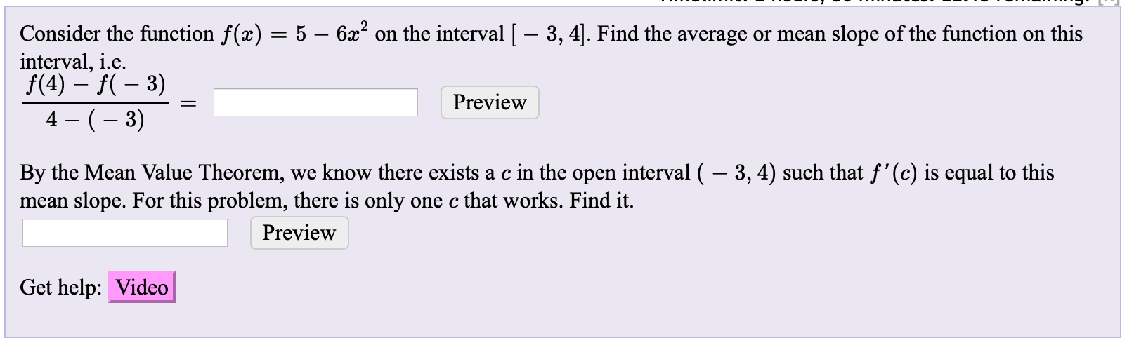 Solved Consider the function f(x) = 5 – 6x2 on the interval | Chegg.com