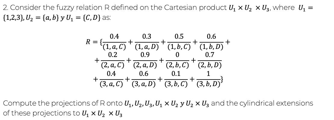 Solved 2. Consider the fuzzy relation R defined on the | Chegg.com