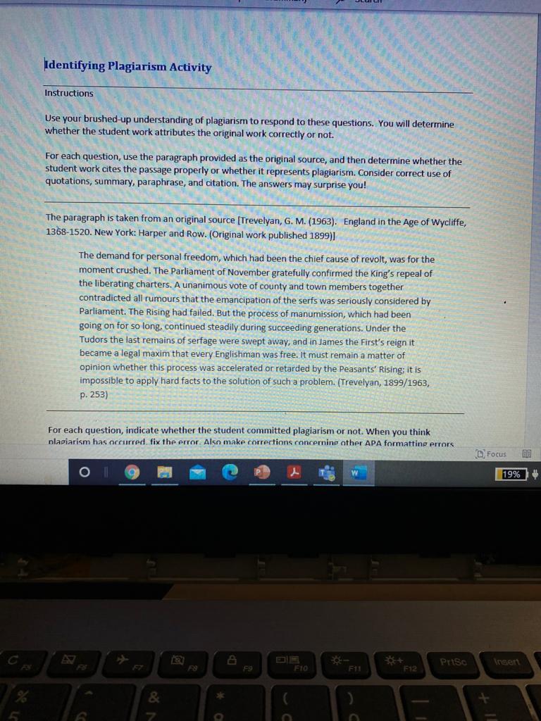 Identifying Plagiarism Activity Instructions Use your | Chegg.com