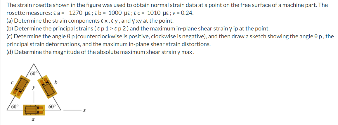 Solved The strain rosette shown in the figure was used to | Chegg.com