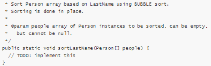 Solved • Sort Person array based on LastName using BUBBLE | Chegg.com
