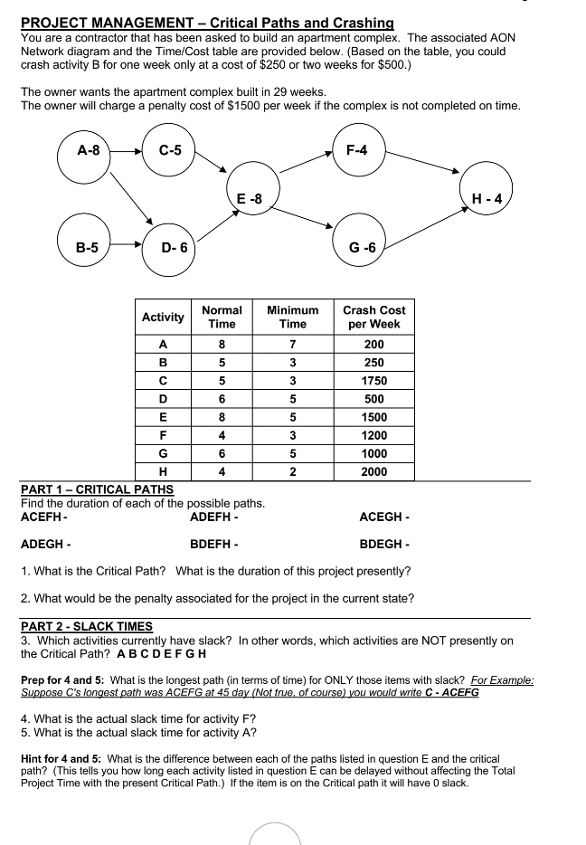 Solved Which of the following is the resulting critical path | Chegg.com