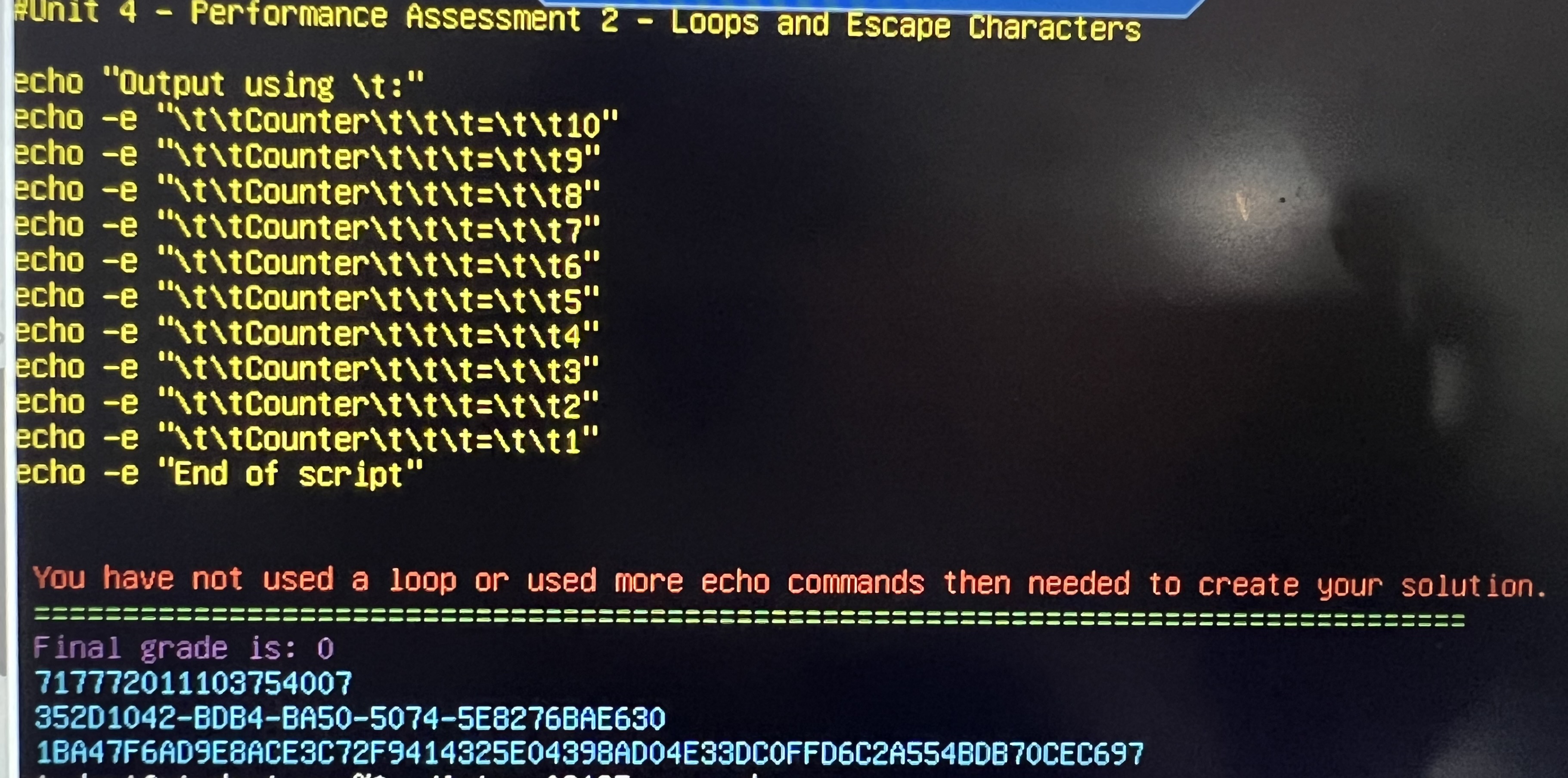 Solved Funt 4 - Pertormance Assessment 2 - Loops and Escape | Chegg.com