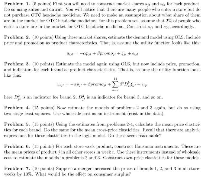 Solved 1 Instructions This is an empirical problem set. Use | Chegg.com