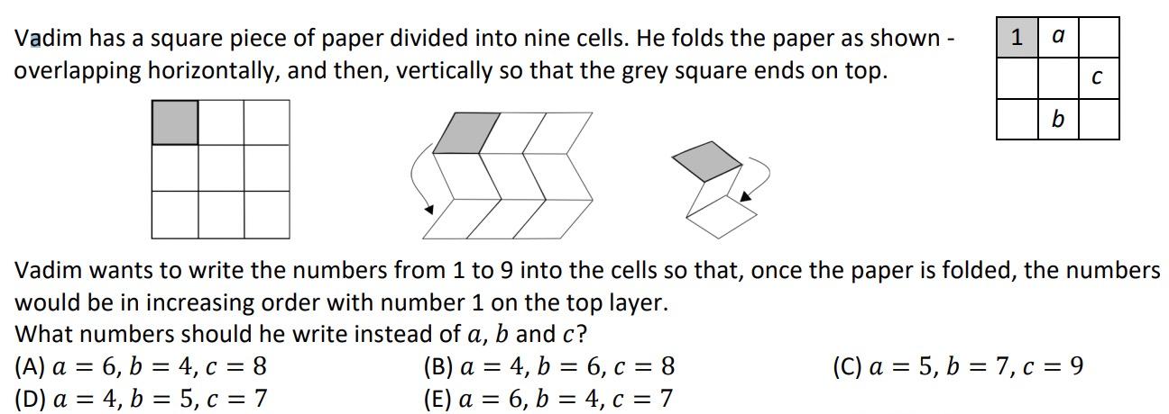 Solved Vadim has a square piece of paper divided into nine | Chegg.com
