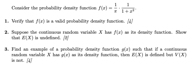 Solved 1 Consider the probability density function f(r) 7 | Chegg.com