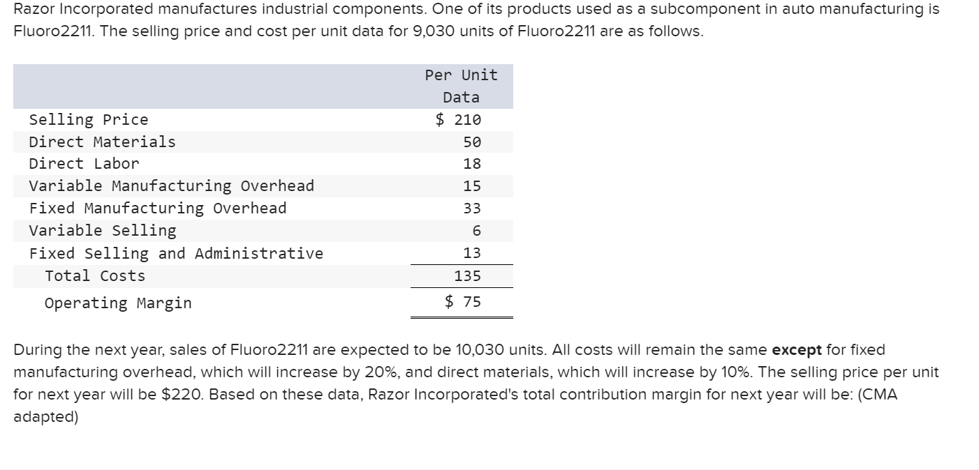 Solved Razor Incorporated manufactures industrial | Chegg.com