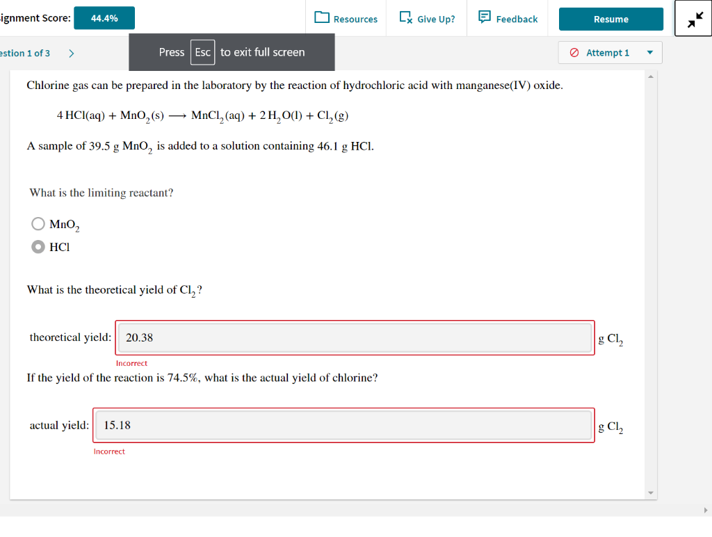 Solved Assignment Score: 66.7% Resources Give Up Hint Check | Chegg.com
