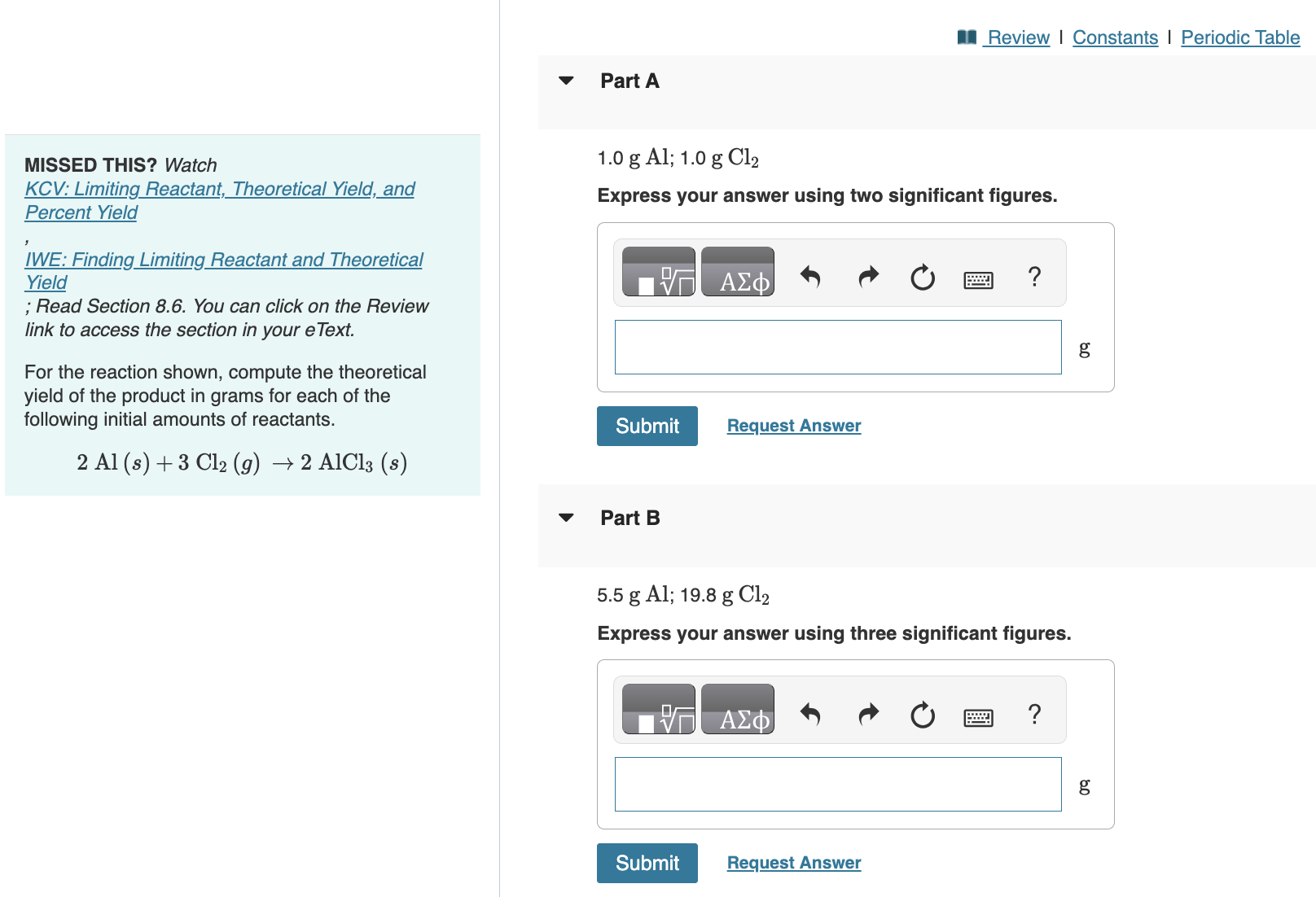 Solved MISSED THIS? Watch KCV: Limiting Reactant, | Chegg.com