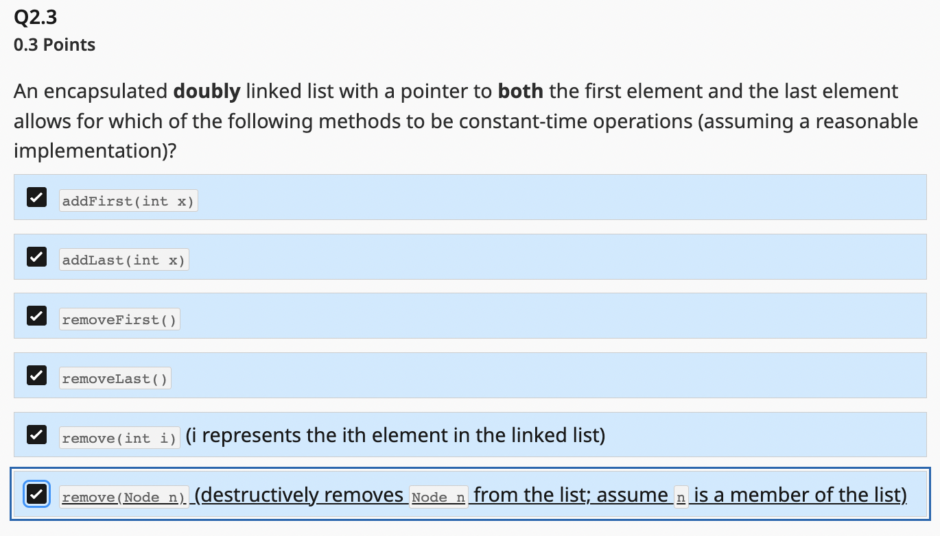 Solved 0.3 Points An encapsulated doubly linked list with a | Chegg.com