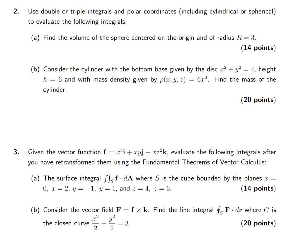 Solved Use double or triple integrals and polar coordinates | Chegg.com