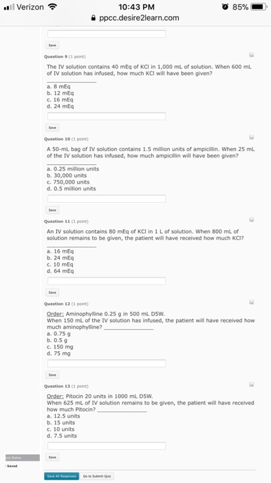 Solved ..11 Verizon令 85% 10:43 PM 숱 ppcc.desire2learn.com | Chegg.com