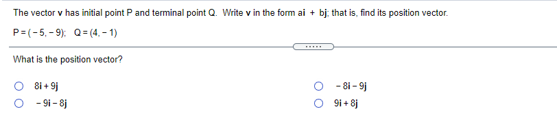 Solved The vector v has initial point P and terminal point | Chegg.com