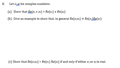 Solved Let z1,z2 be complex numbers. (a) Show that | Chegg.com