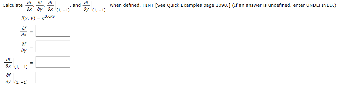 Solved Calculate af ax af af ay' ax (1,-1) af and ay (1, -1) | Chegg.com