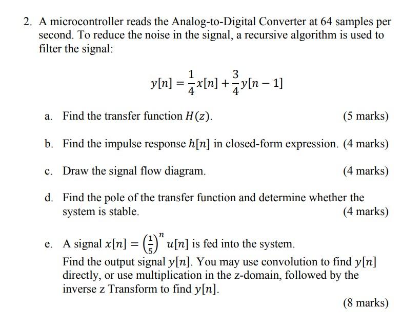 Solved 2. A microcontroller reads the Analog-to-Digital | Chegg.com