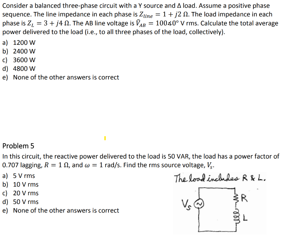 Solved Consider a balanced three-phase circuit with a Y | Chegg.com