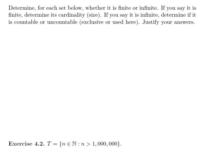 Solved Determine, for each set below, whether it is finite | Chegg.com