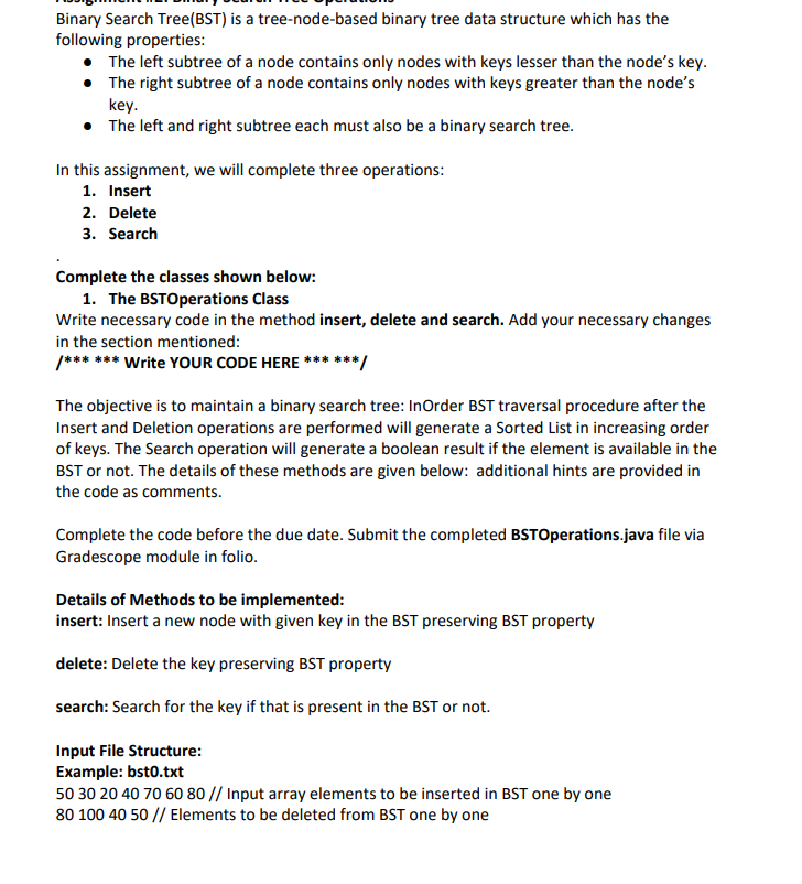 Solved Please follow/use the codes BST: package | Chegg.com