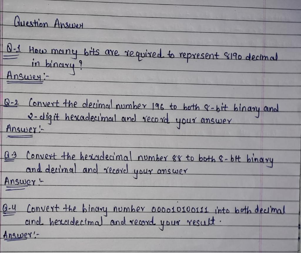 Solved Question Answer Q-1 How many bits are required to | Chegg.com