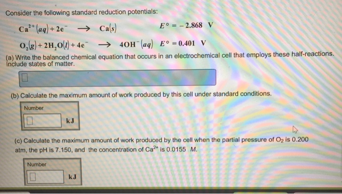 Solved Consider the following standard reduction potentials: | Chegg.com
