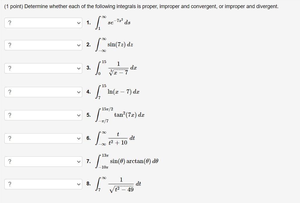 Solved (1 point) Determine whether each of the following | Chegg.com