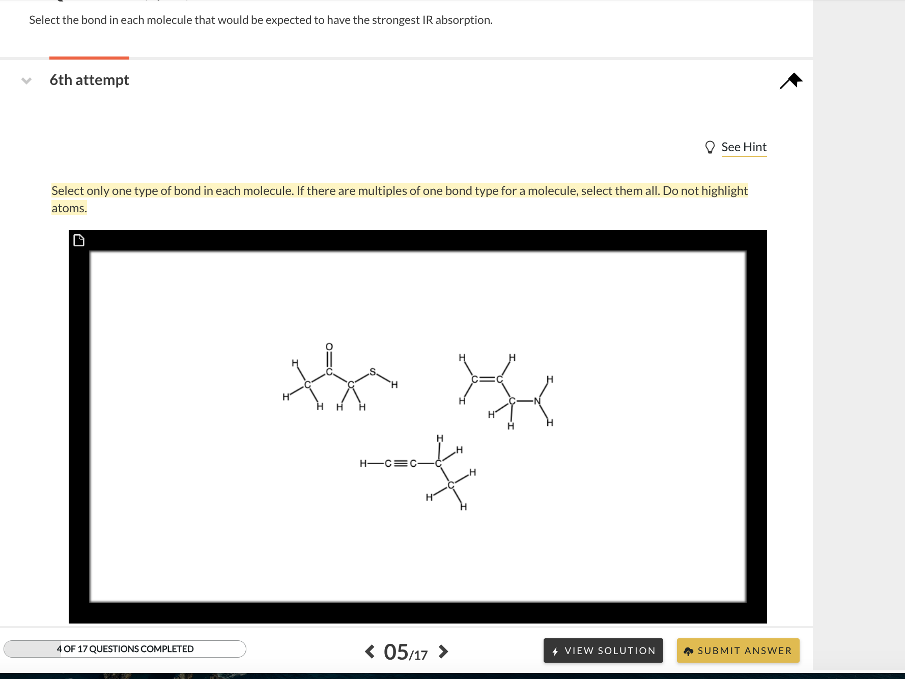 Solved Select the bond in each molecule that would be | Chegg.com
