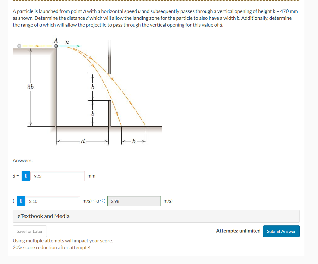 Solved A particle is launched from point A with a horizontal | Chegg.com