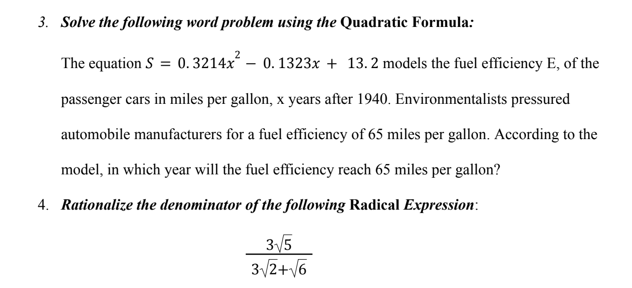 Solved 3. Solve the following word problem using the | Chegg.com