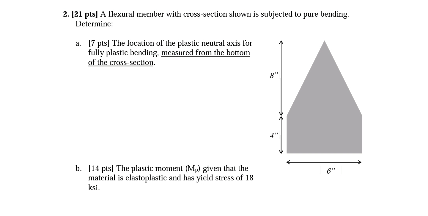 Solved 2. [21 pts] A flexural member with cross-section | Chegg.com