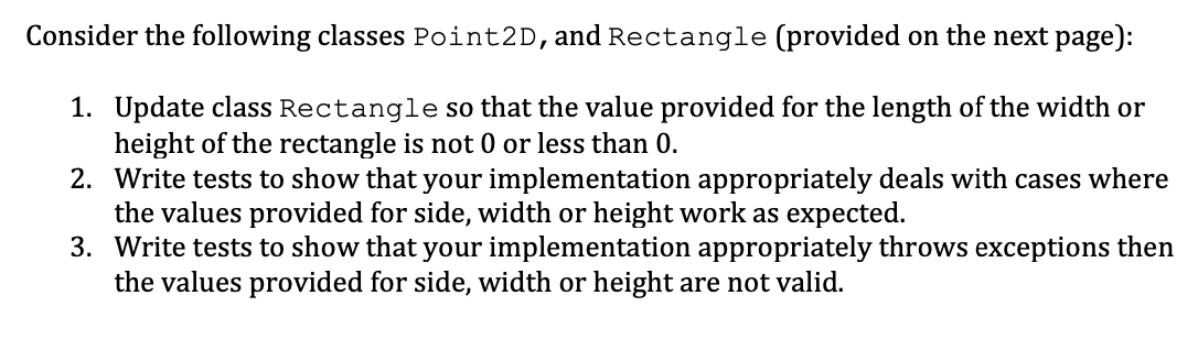 Solved Consider the following classes Point2D, and Rectangle | Chegg.com