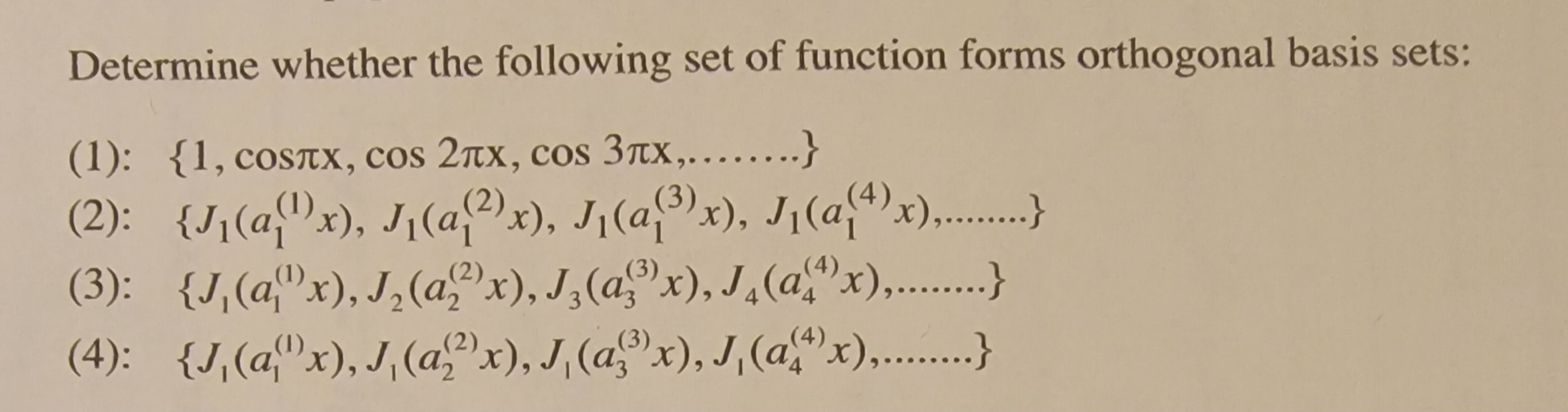 Solved Determine whether the following set of function forms | Chegg.com