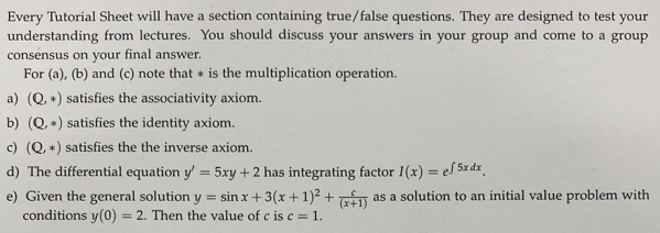 Solved Every Tutorial Sheet will have a section containing | Chegg.com